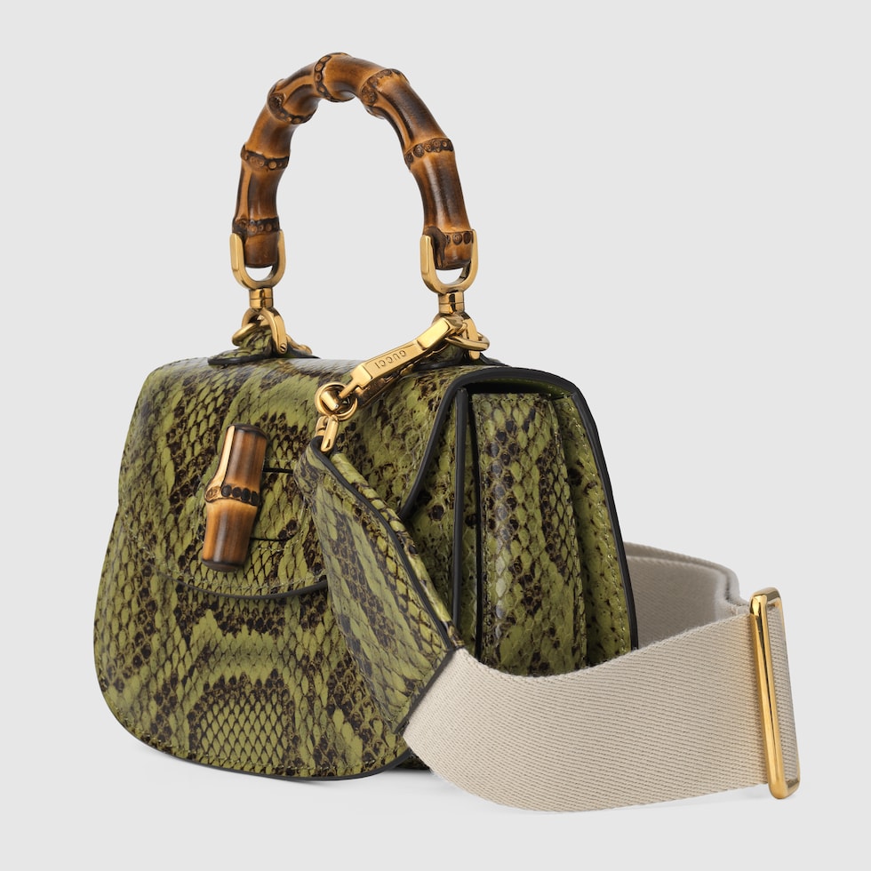 Gucci Bamboo 1947 mini python bag in green | GUCCI® AE