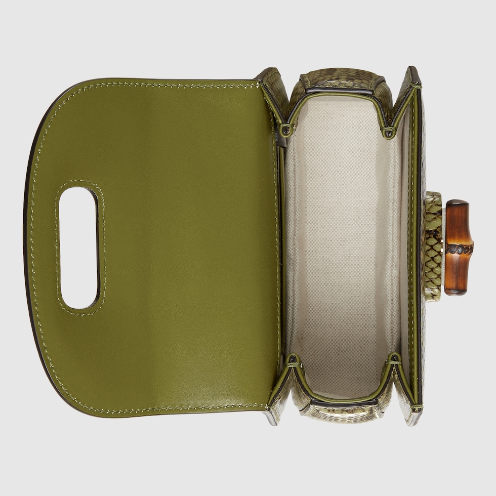 Gucci Bamboo 1947 mini python bag in green | GUCCI® GR
