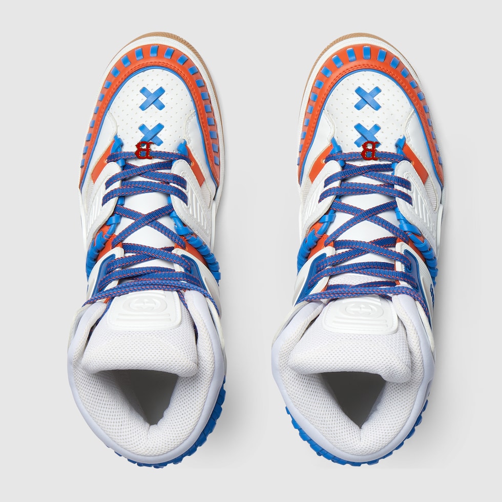 Astros™ men's Gucci Basket sneaker in white and orange Demetra | GUCCI® AE