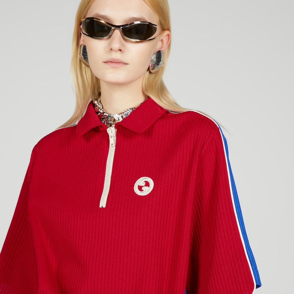 Striped cotton blend dress in red | GUCCI® GR