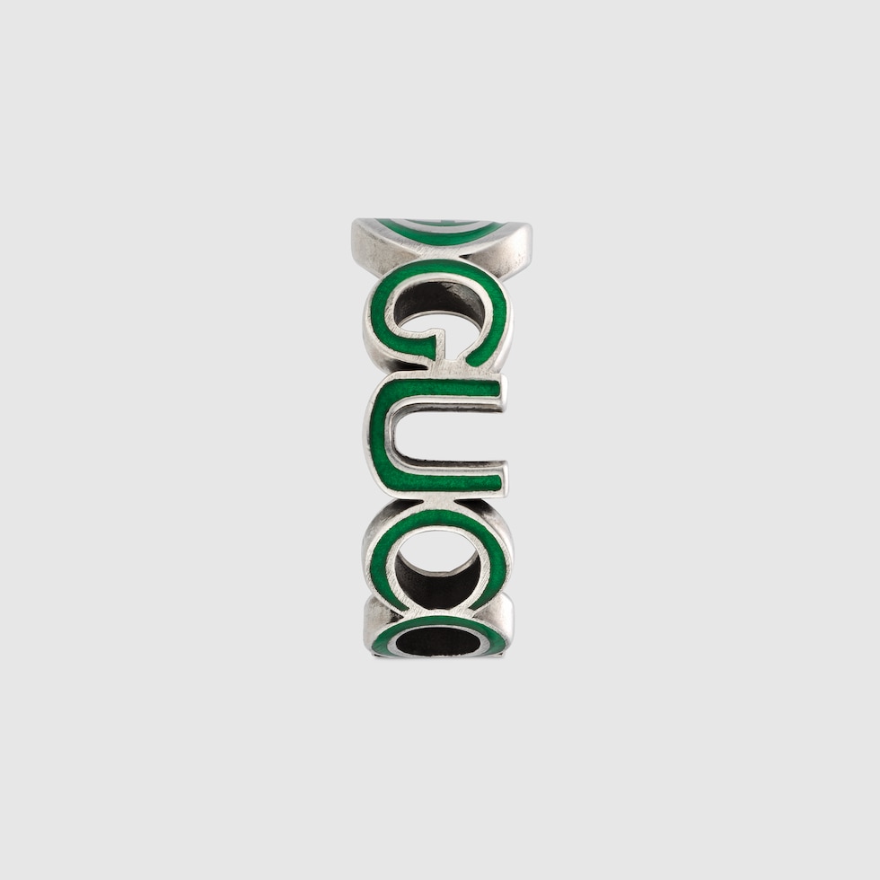 Interlocking G enamel ring in 925 sterling silver | GUCCI® 香港