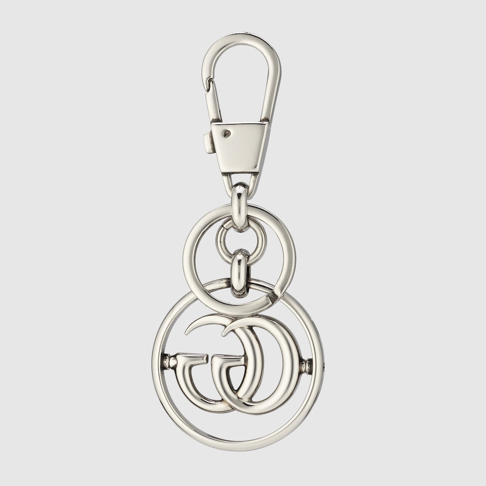 Double G keychain in palladium-toned hardware | GUCCI® 香港