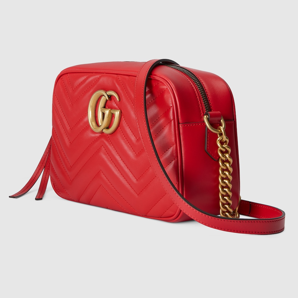GG Marmont small shoulder bag in red leather | GUCCI® AE
