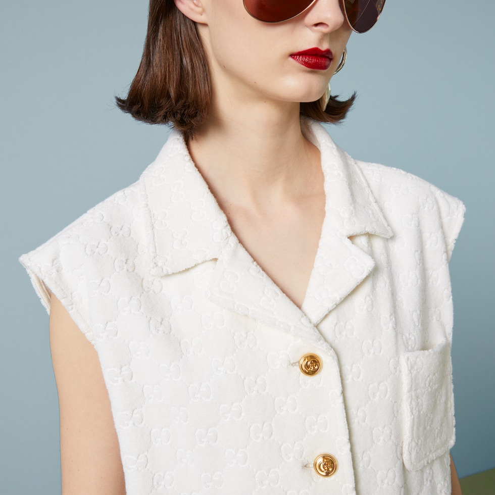 GG cotton jersey gilet in ivory | GUCCI® 香港