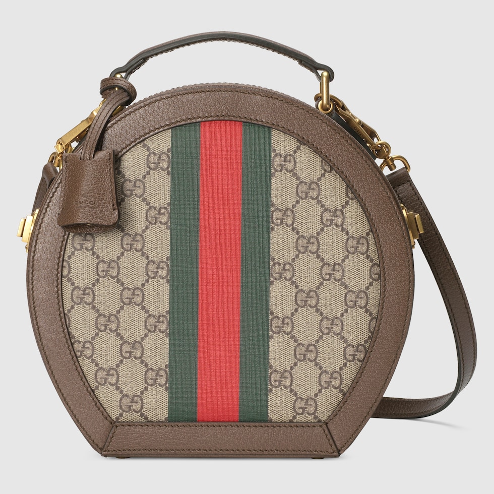 Gucci Savoy mini rigid hat box in beige and ebony Supreme | GUCCI® US