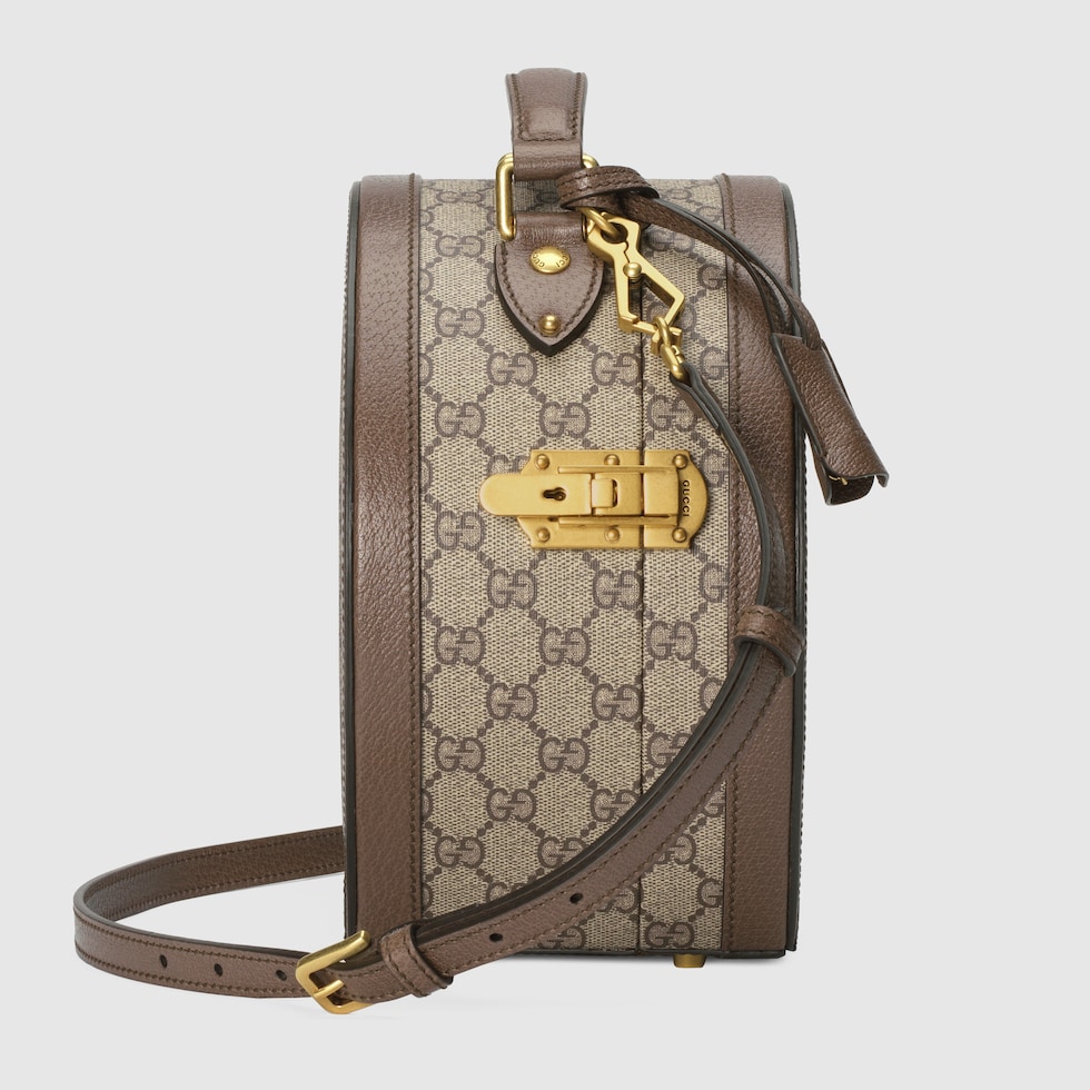 Gucci Savoy mini rigid hat box in beige and ebony Supreme | GUCCI® US