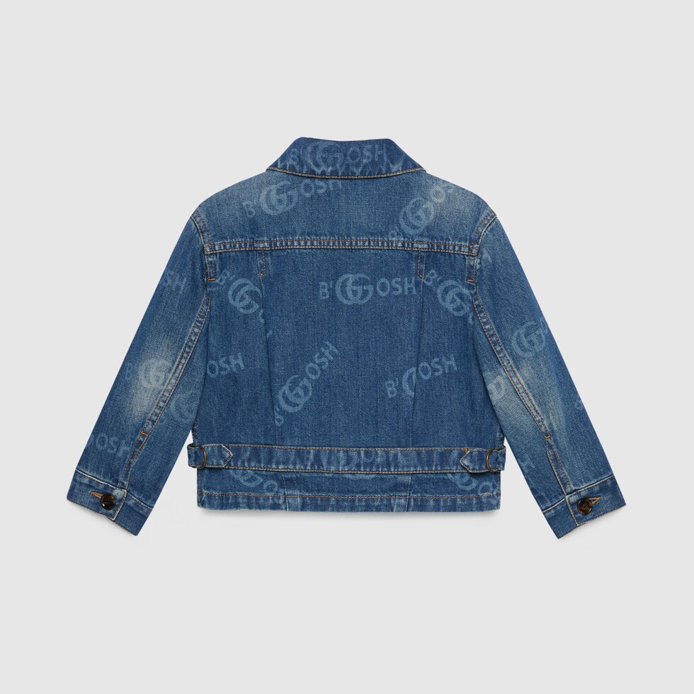 Children's printed denim jacket in blue and light blue | GUCCI® 香港