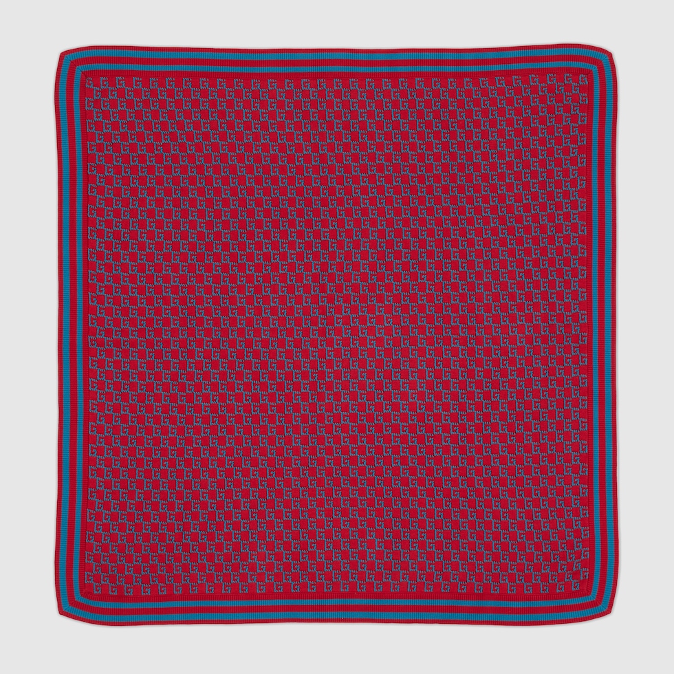 Baby G Square knit cotton blanket in red and blue | GUCCI® UK