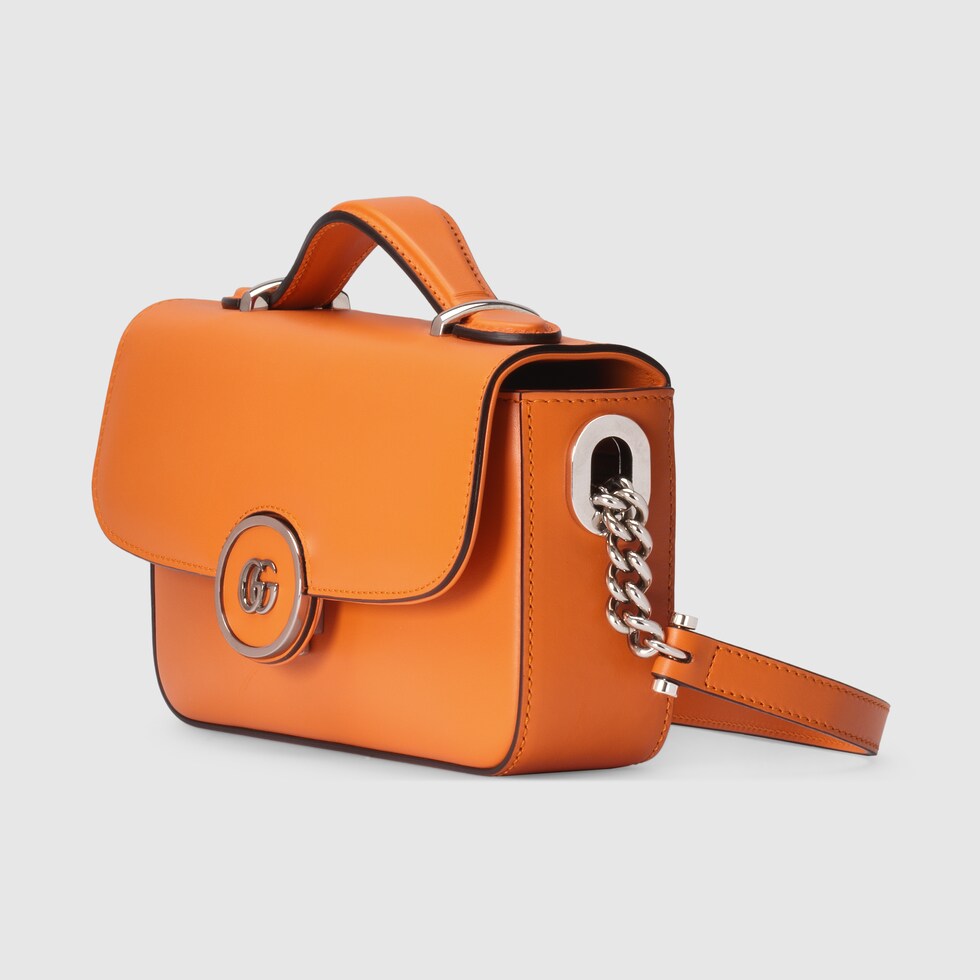 Petite GG mini shoulder bag in orange leather | GUCCI® TR