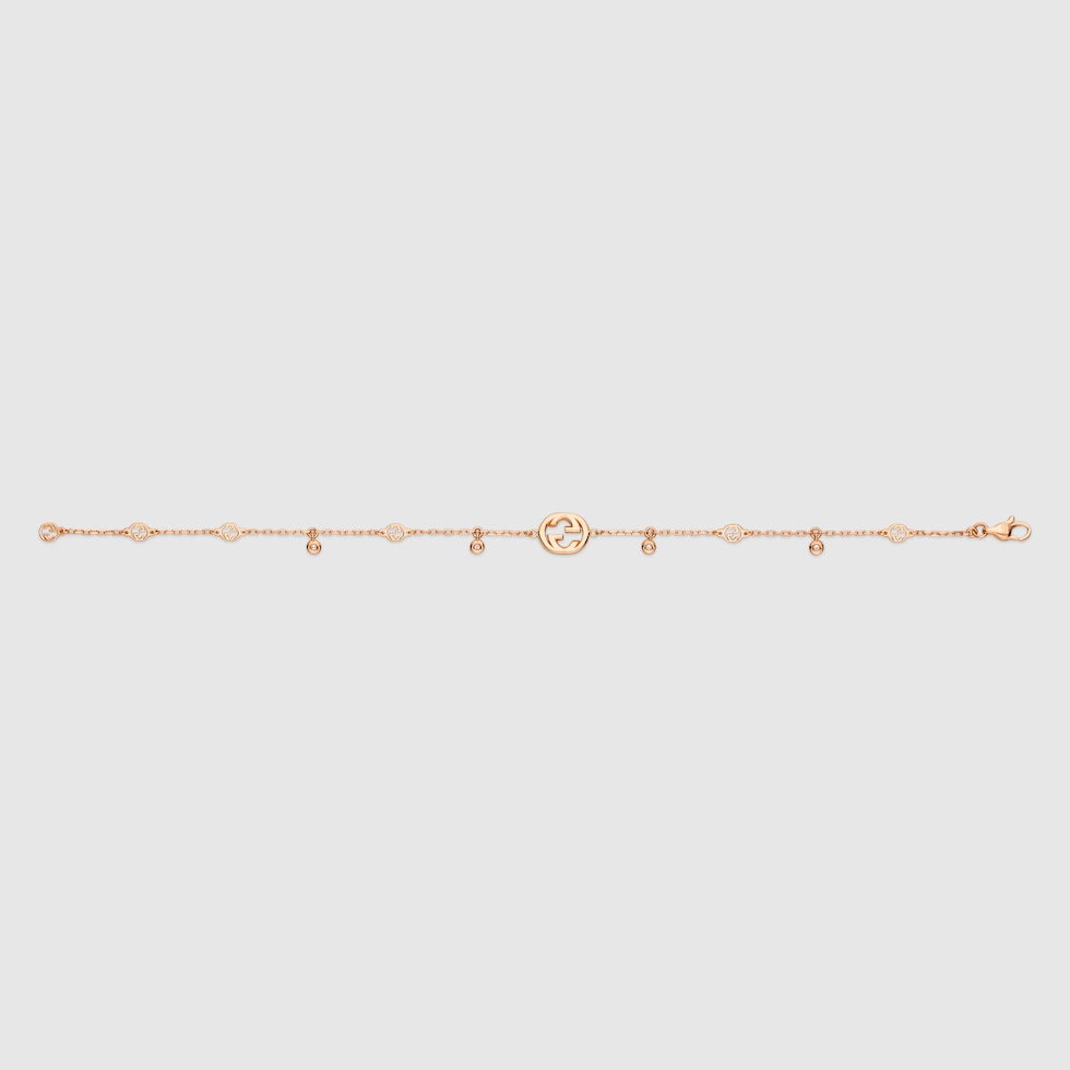 Gucci Interlocking diamond bracelet in 18k rose gold | GUCCI® US