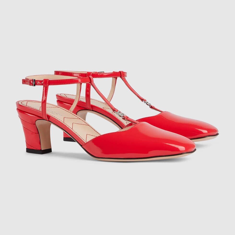 Women's Double G slingback pump in red patent leather | GUCCI® CZ