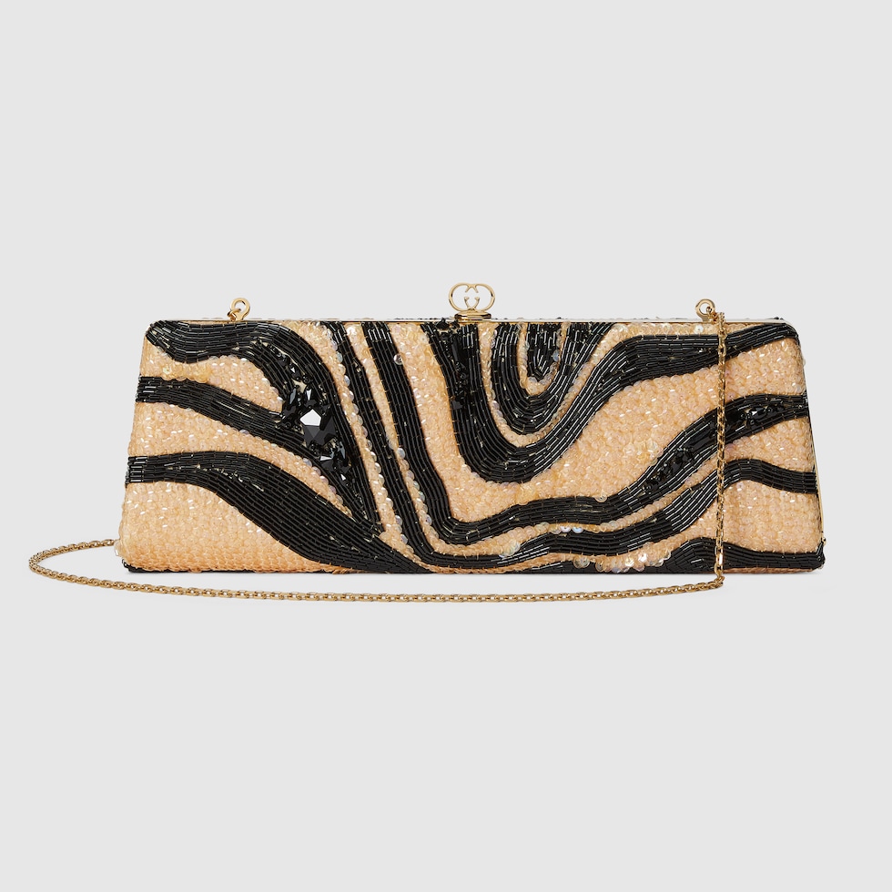 Broadway small sequin evening bag in zebra sequin | GUCCI® SG