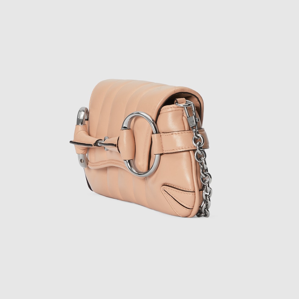 Gucci Horsebit Chain small shoulder bag in rose beige leather | GUCCI® UK
