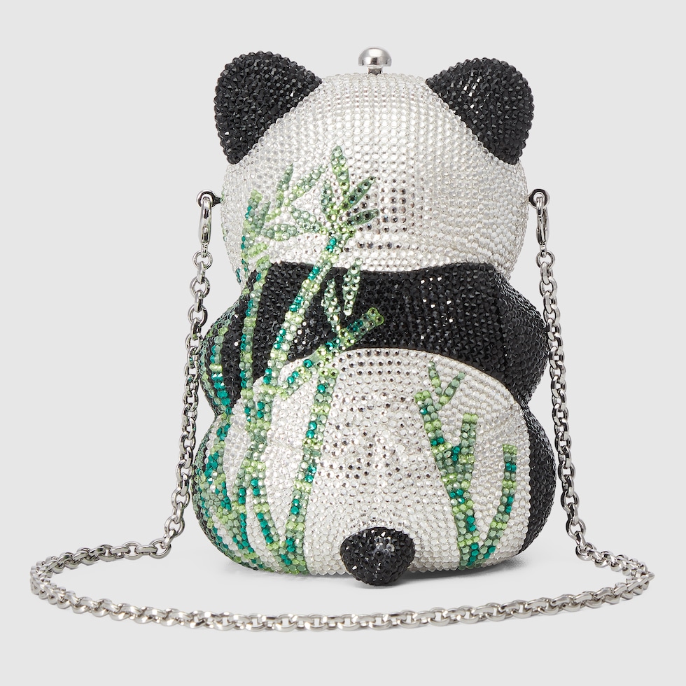 Panda with bamboo clutch in multicolor glass beads | GUCCI® UK