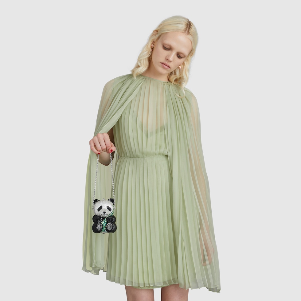 Panda with bamboo clutch in multicolor glass beads | GUCCI® UK