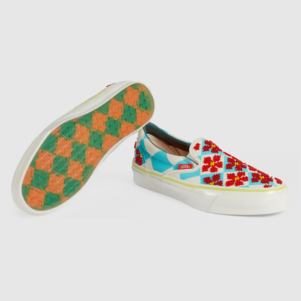 OG Classic Slip-On with beads in light blue and white | GUCCI® UK