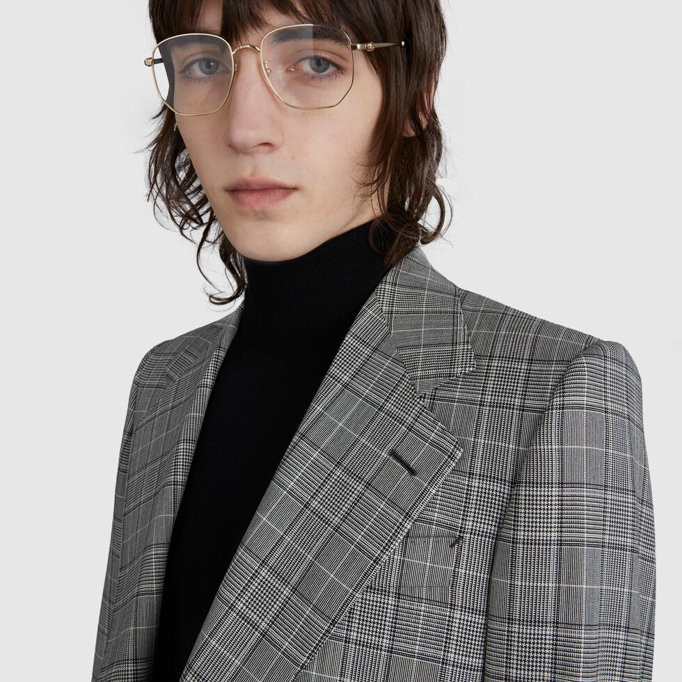 Worsted wool Jacket in black and white | GUCCI® UK