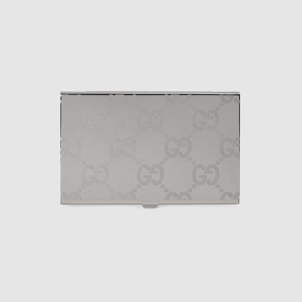 GG card case in palladium-toned metal | GUCCI® AE