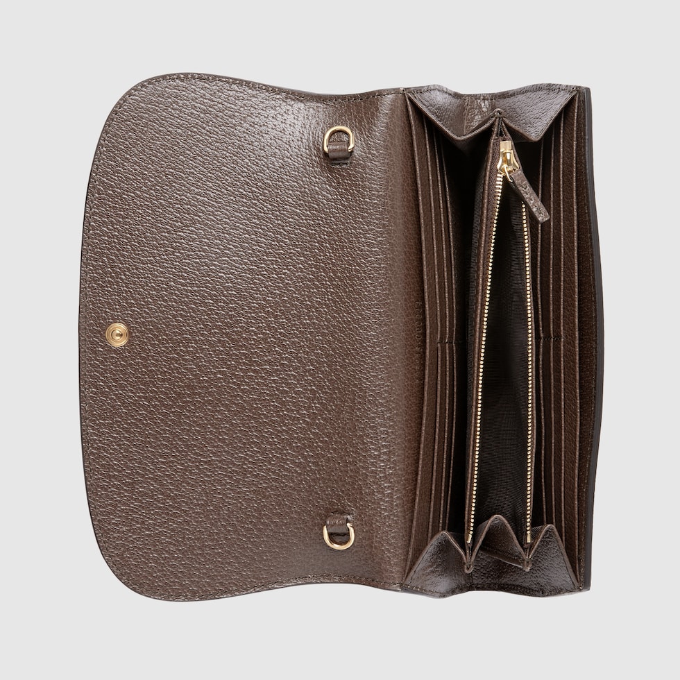 Gucci Blondie continental chain wallet in beige and ebony Supreme ...