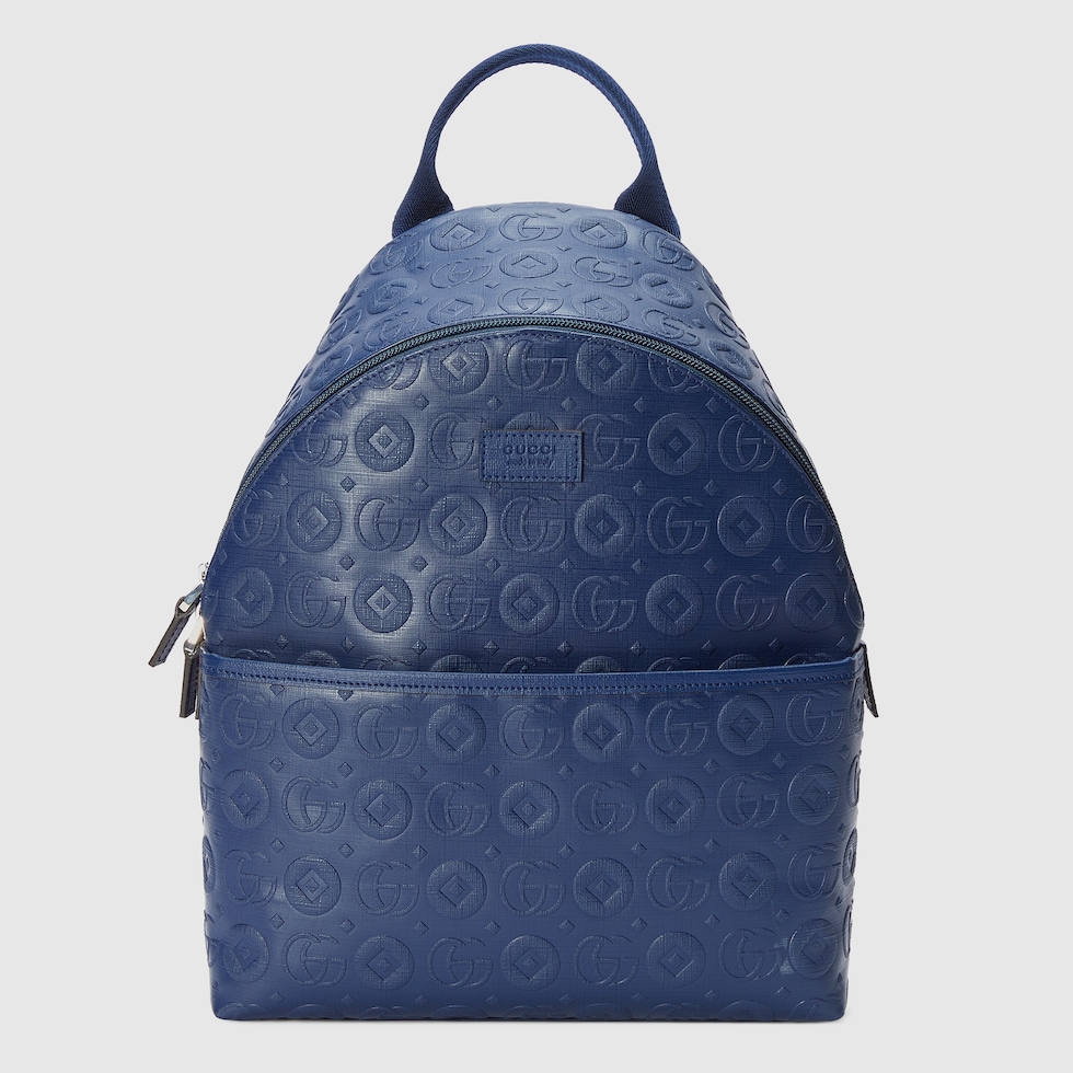 Children's Double G geometric backpack in blue Supreme | GUCCI® GR