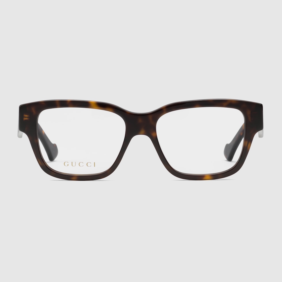 Rectangular optical frame in tortoiseshell acetate | GUCCI® UK