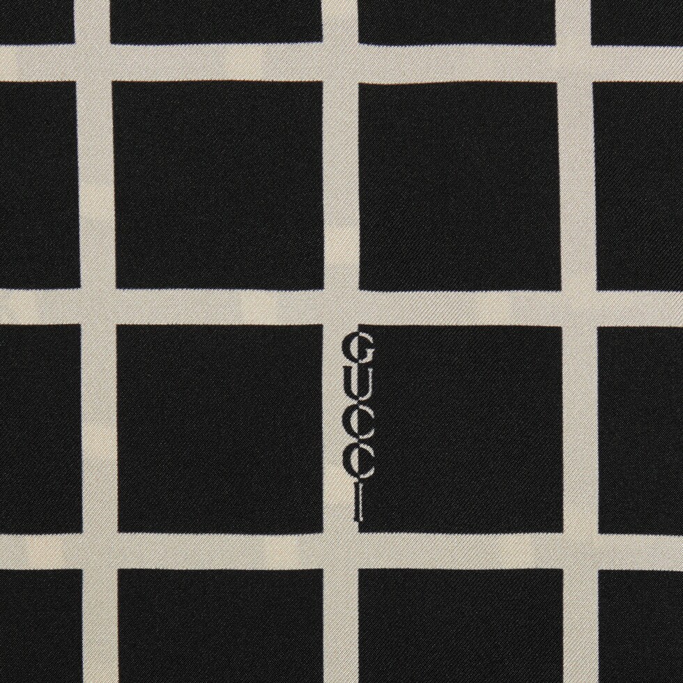 Gucci check print silk shirt in black and ivory | GUCCI® NO