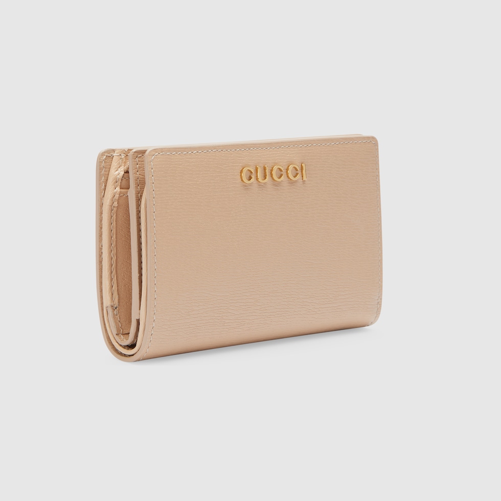 Cartera con cremallera y logo Gucci en Piel beige claro | GUCCI® ES