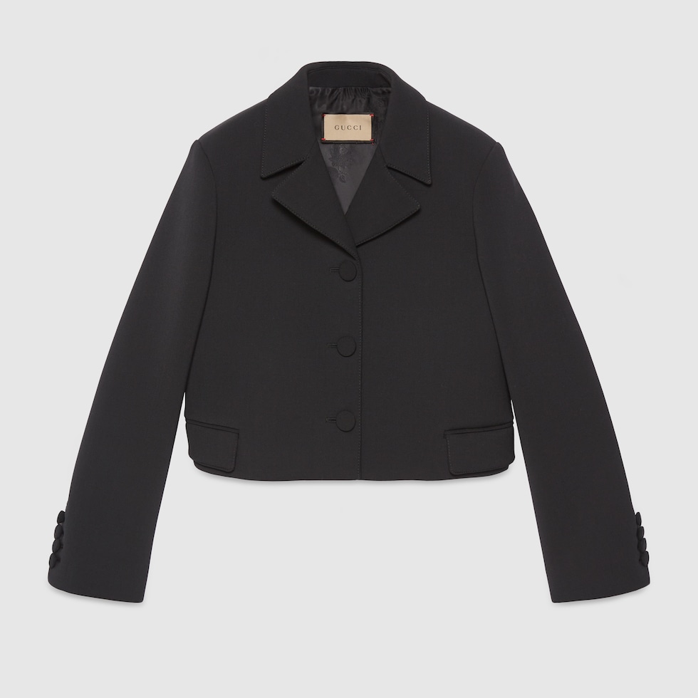 Wool neoprene jacket in black | GUCCI® SG