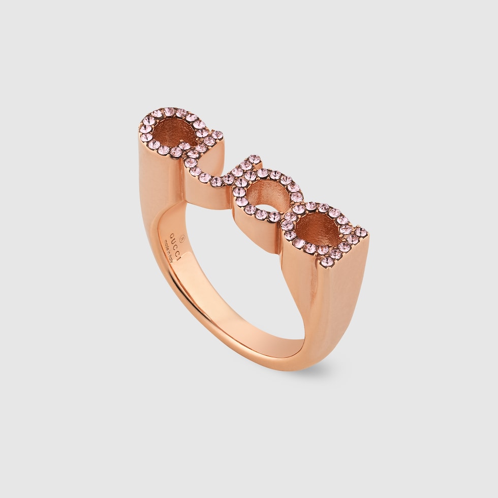 'GUCCI' letter ring in rose gold-toned | GUCCI® CA