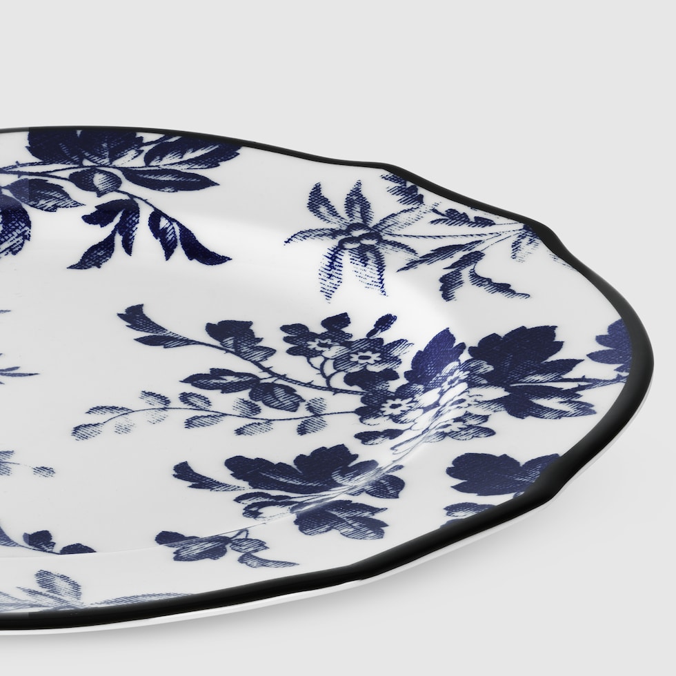 Herbarium dessert plate, set of two in blue and white porcelain | GUCCI® US