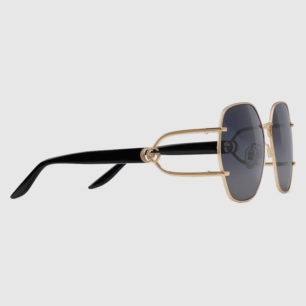 Geometric frame sunglasses in gold-toned | GUCCI® TH