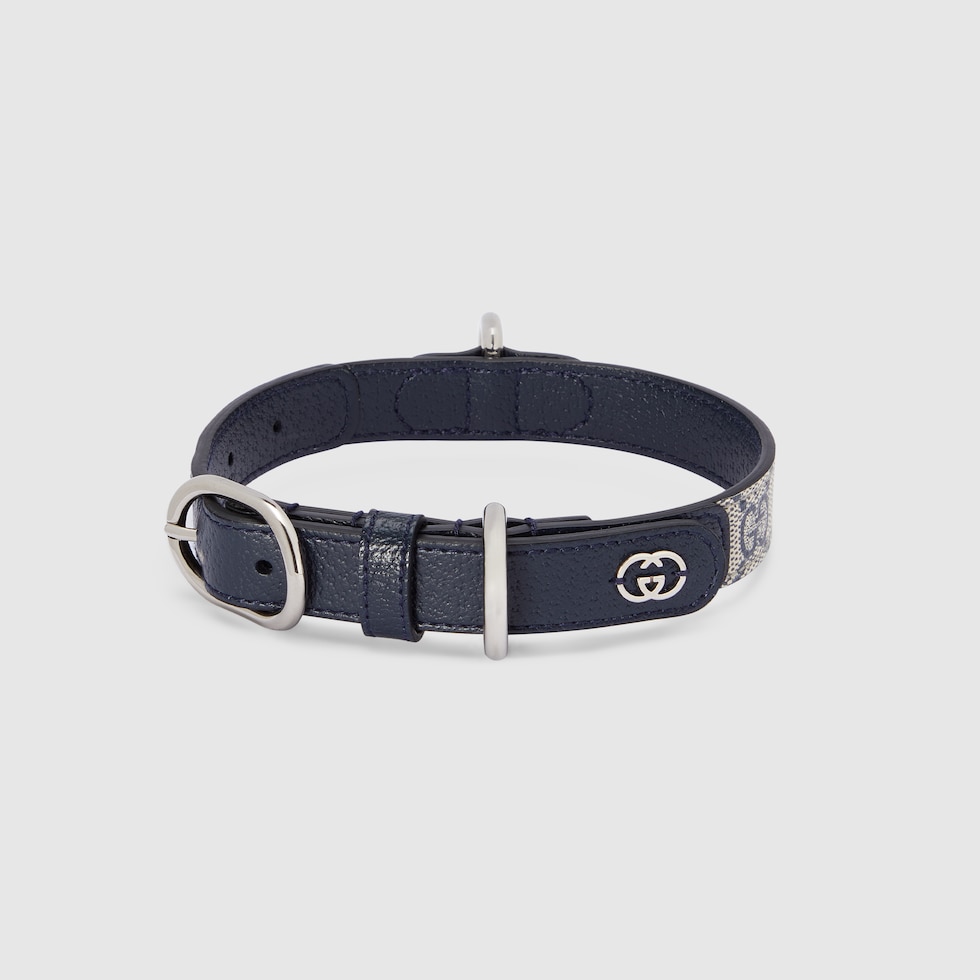 Small/medium pet collar in beige and blue Supreme | GUCCI® CA