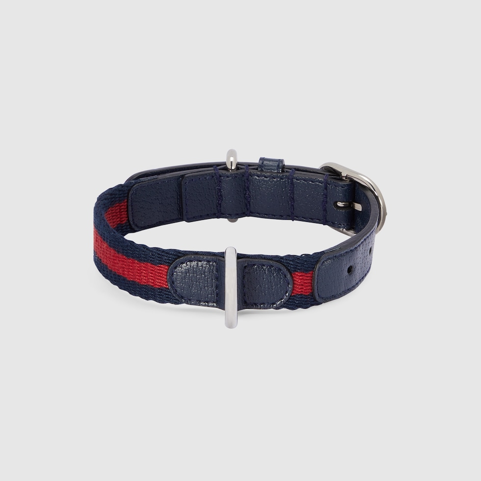 Small/medium pet collar in blue and red fabric | GUCCI® US