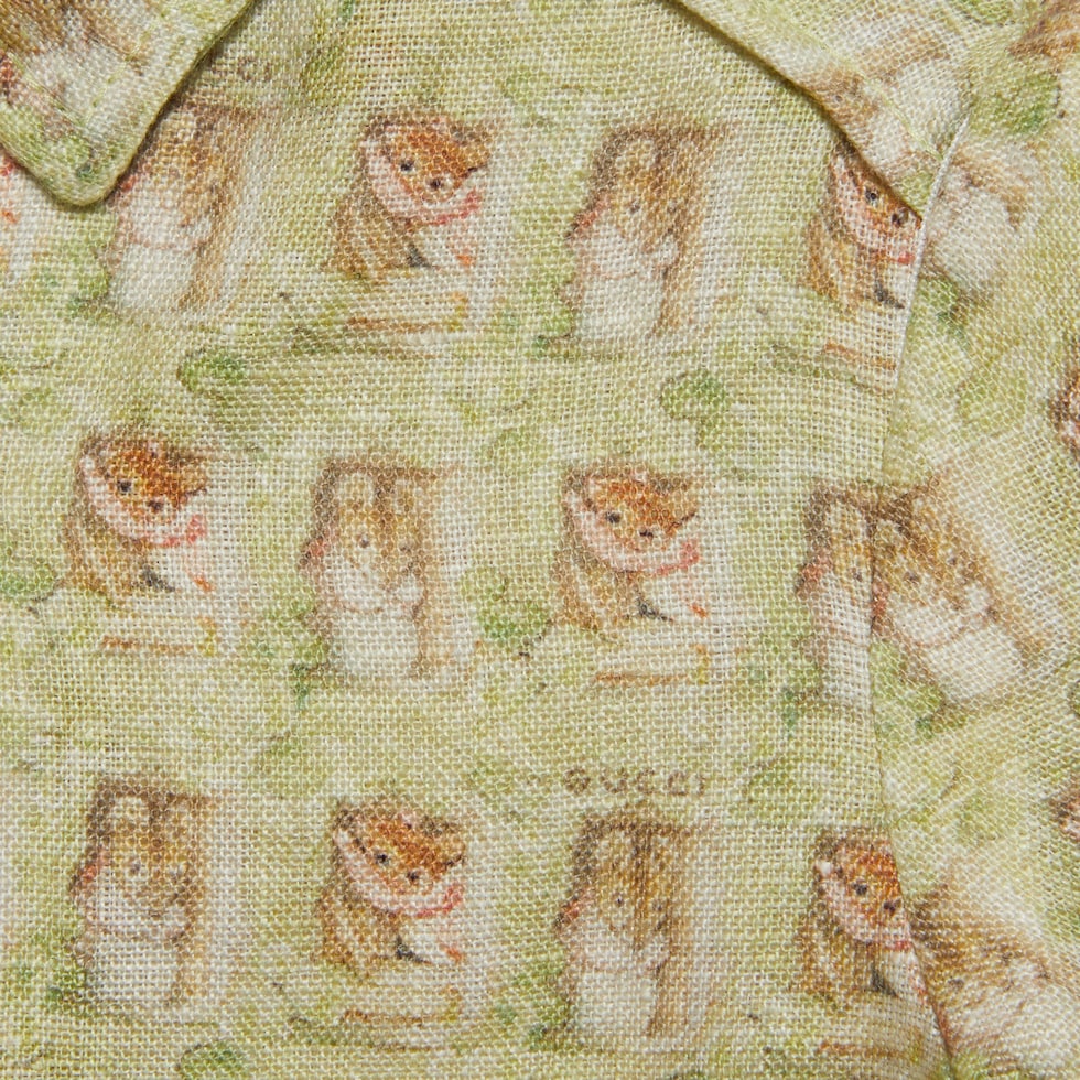 Peter Rabbit™ x Gucci linen jacket in green and brown | GUCCI® IE