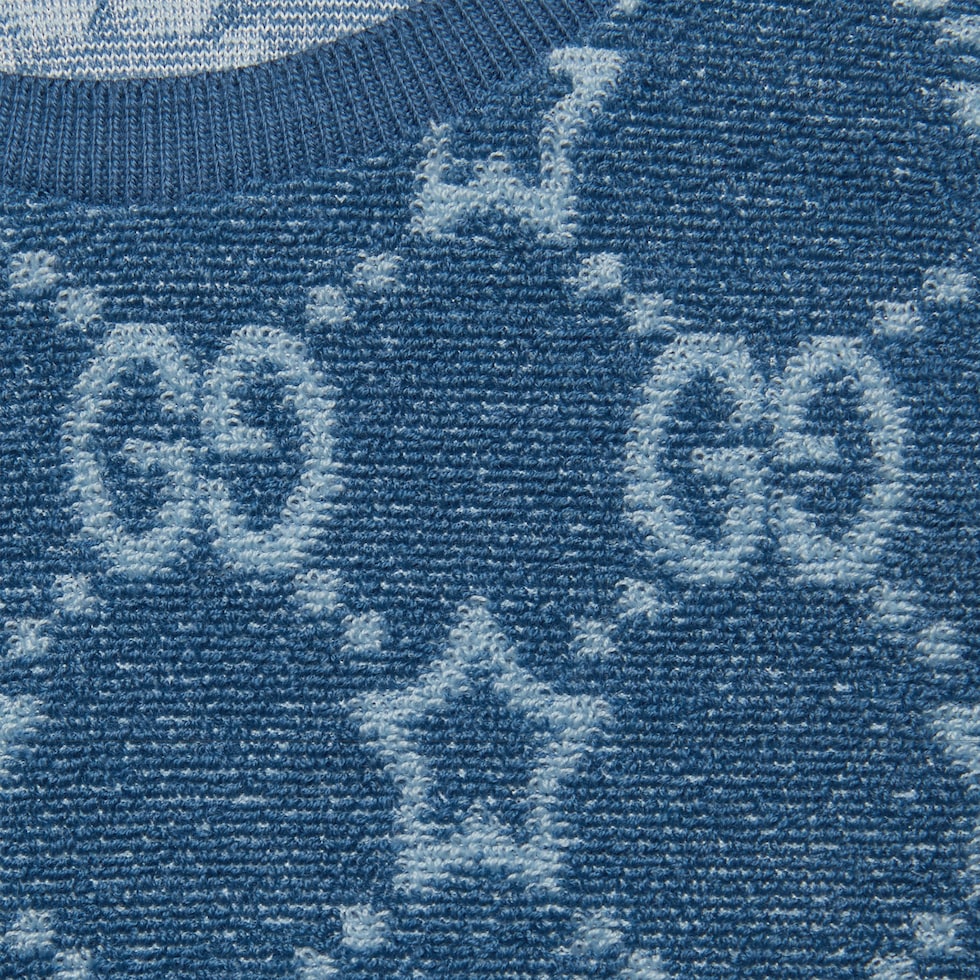 Baby GG stars cotton one-piece in blue and ivory | GUCCI® TH