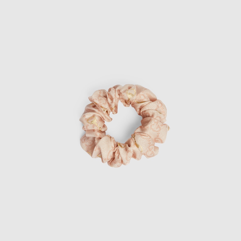 Silk GG scrunchie set in pink and ivory | GUCCI® TR