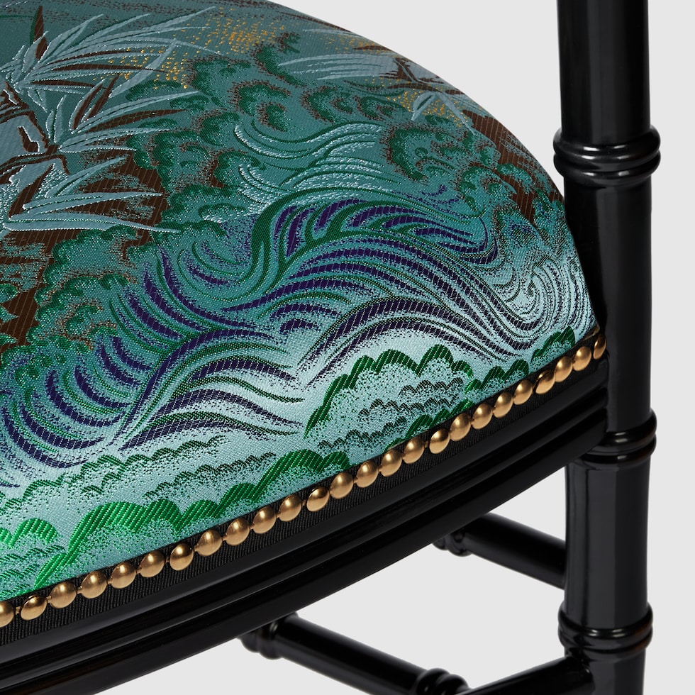 Chiavari tiger jacquard chair with arm rest in blue silk jacquard ...