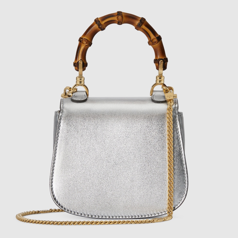 Gucci Bamboo 1947 nano bag in metallic silver leather | GUCCI® SG