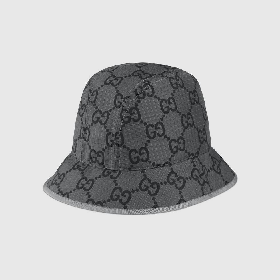 GG polyester bucket hat in dark grey and black | GUCCI® SG