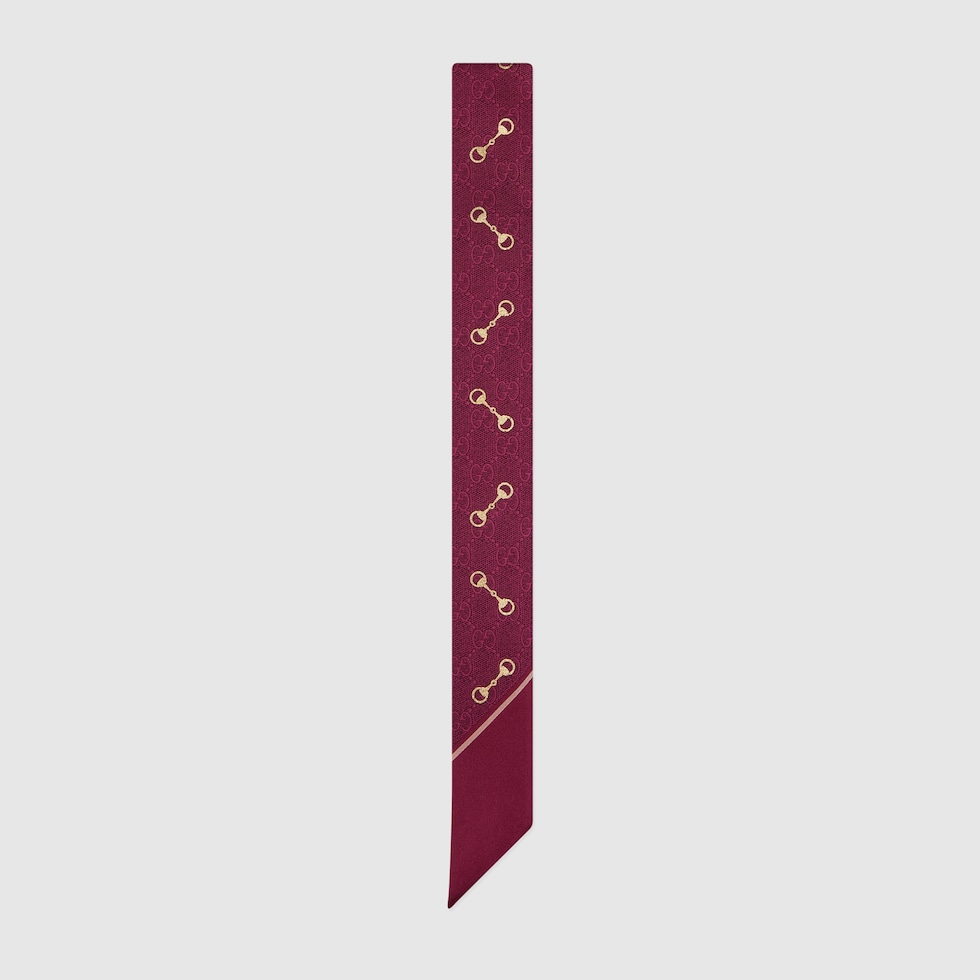 GG print with Horsebit silk neck bow in burgundy | GUCCI® 香港