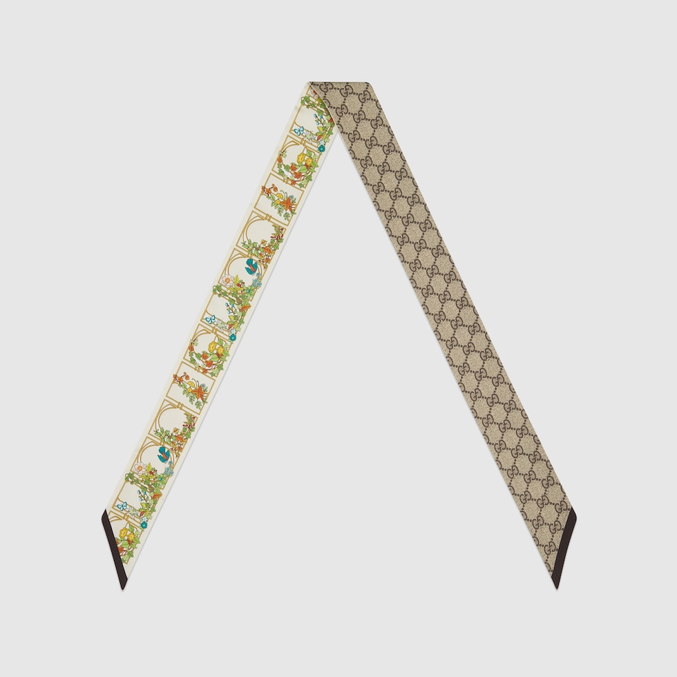 Printed silk ribbon in ivory | GUCCI® US