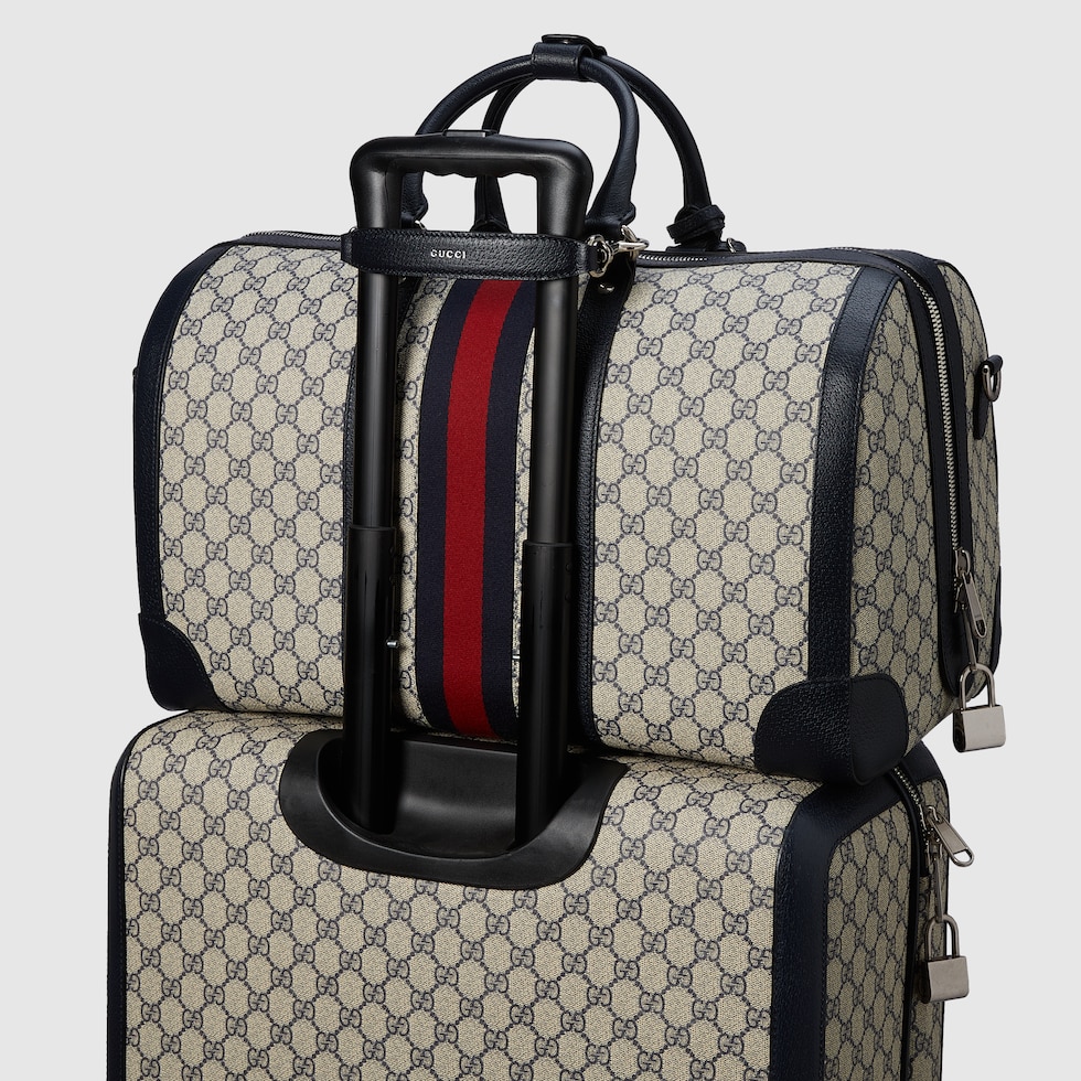 Ophidia luggage holding strap in blue leather | GUCCI® 香港