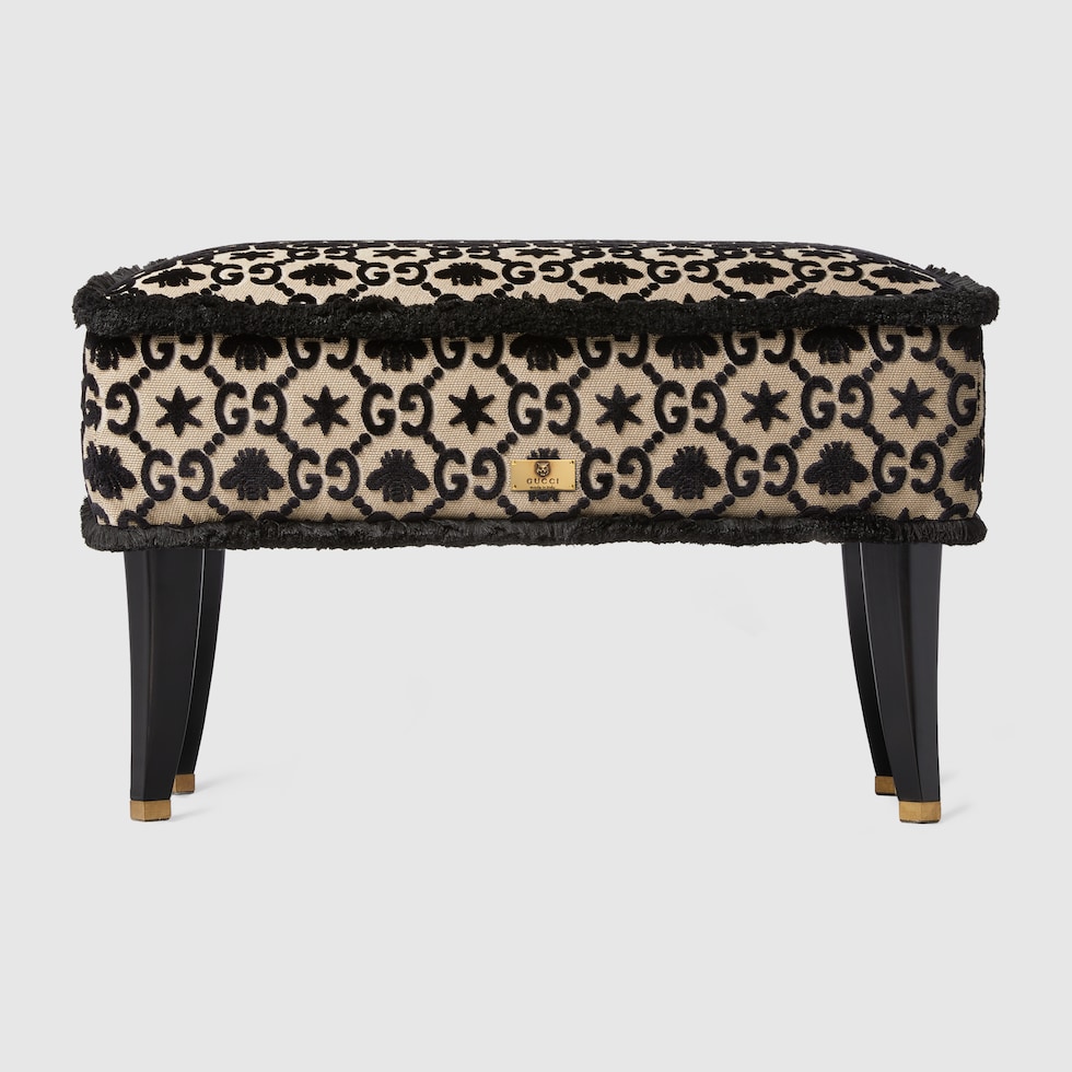 GG jacquard stool in black velvet jacquard | GUCCI® US