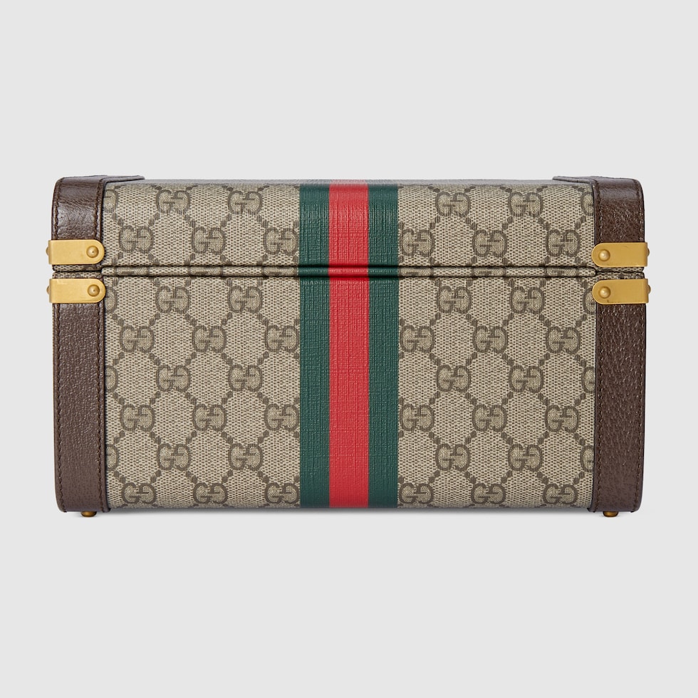 Gucci Savoy mini rigid beauty case in beige and ebony Supreme | GUCCI® UK