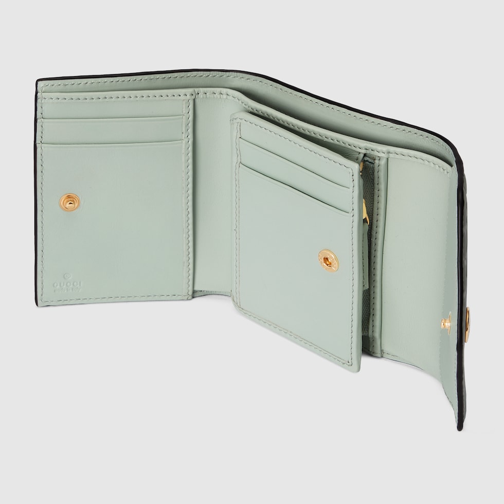 GG medium wallet in pale green leather | GUCCI® UK