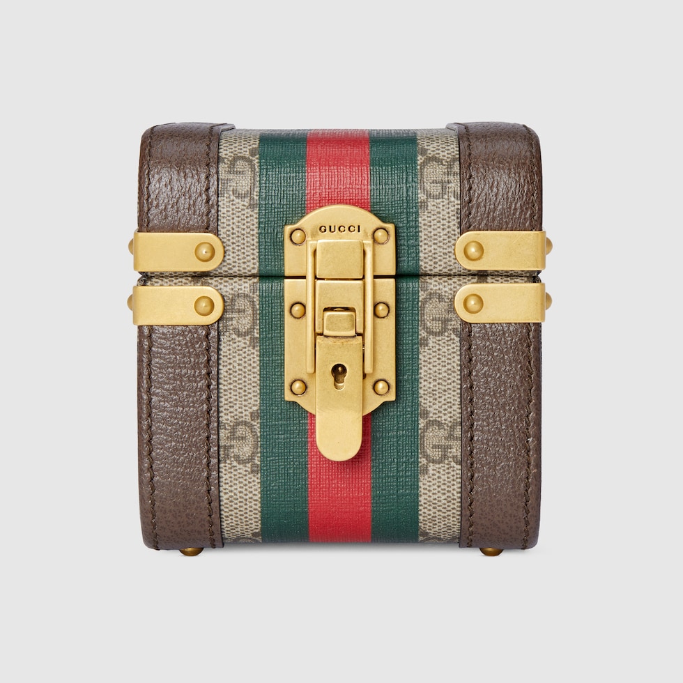 Gucci Savoy mini rigid beauty case in beige and ebony Supreme | GUCCI® US