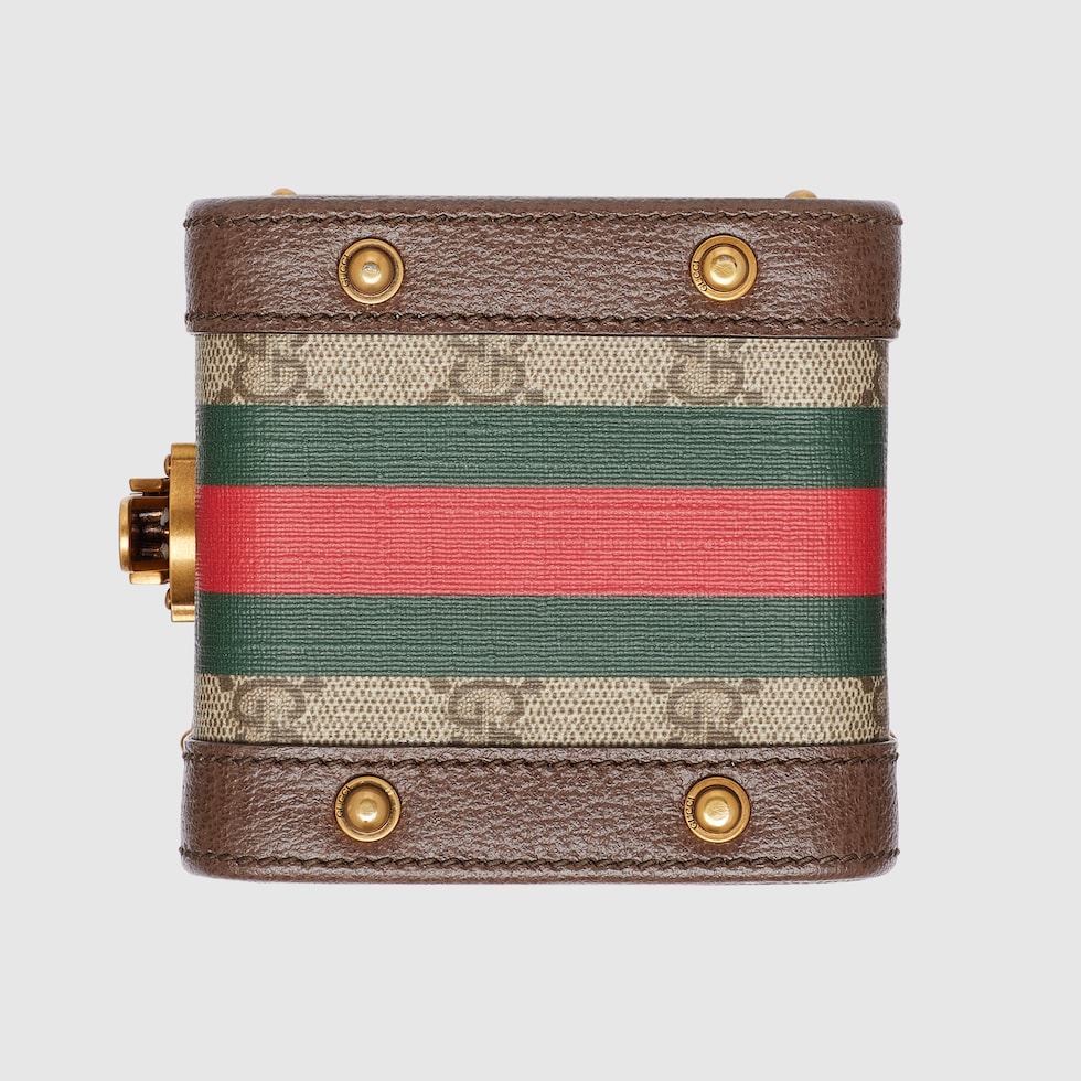 Gucci Savoy mini rigid beauty case in beige and ebony Supreme | GUCCI® US