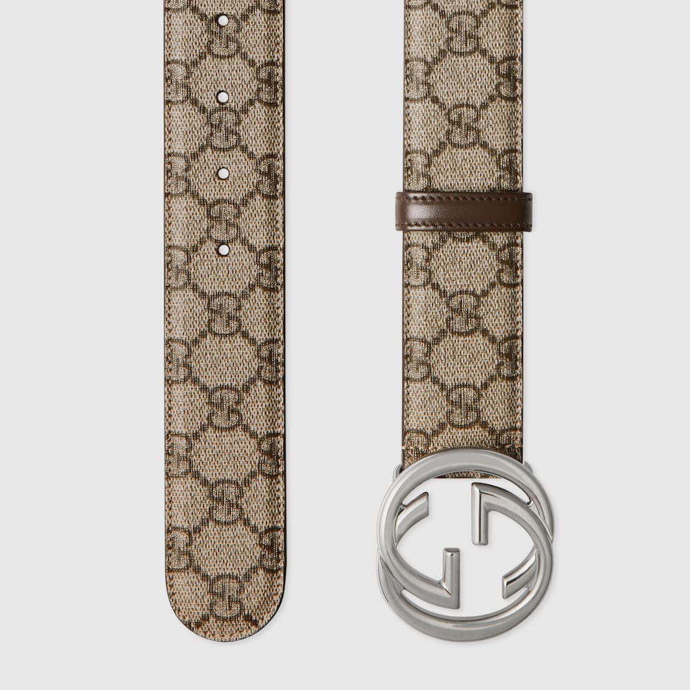 Cinturón con hebilla de GG en GG Supreme beige y ébano | GUCCI® ES