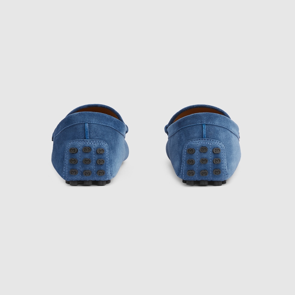 Men's driver with Horsebit in blue suede | GUCCI® NL