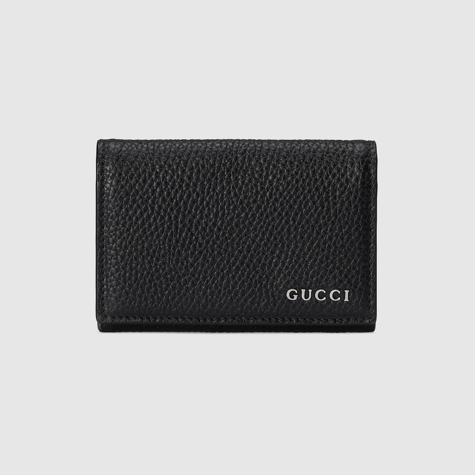 Long card case wallet with Gucci logo in black leather | GUCCI® US
